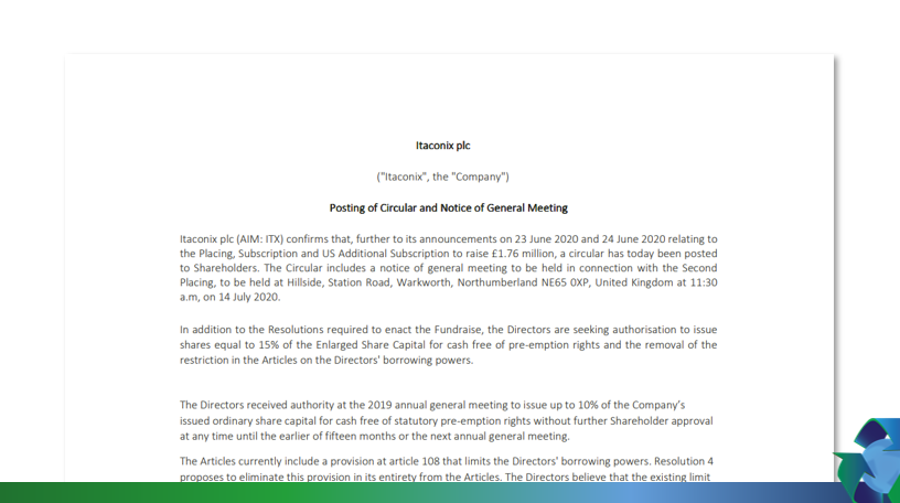 Notice of General Meeting and Posting of Circular
